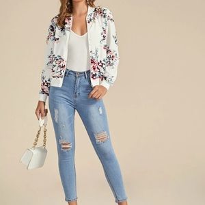 Jackets & Coats | Floral Print Light Weight Bomber Jacket | Poshmark